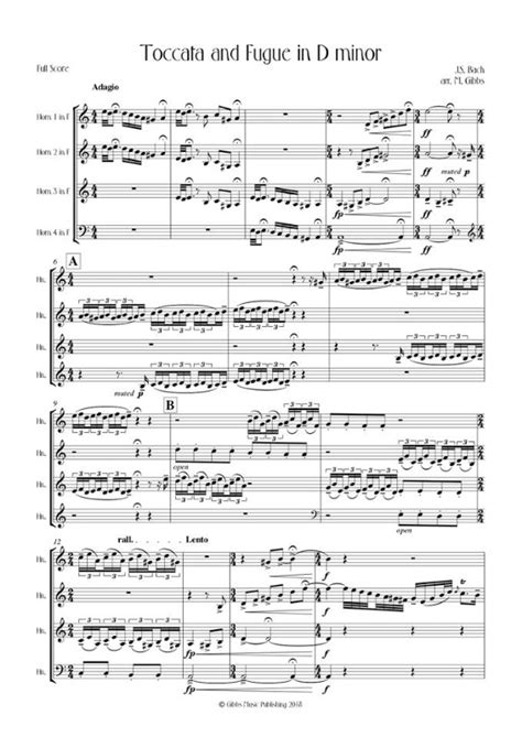 Toccata And Fugue In D Minor Score And Parts Sheet Music Bach