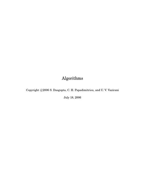 Algorithms 2006 S Dasgupta C H Papadimitriou And U V Vazirani July 18 2006 Pdf Time