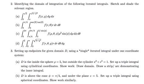 solved 2 identifying the domain of integration of the