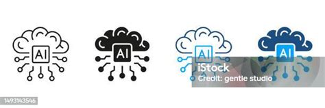 디지털 기술 개념입니다 Tech Science Black 및 Color Symbol 컬렉션 인공 지능 실루엣과 선 아이콘이 설정되었습니다 회로 픽토그램이 있는 인간의 뇌