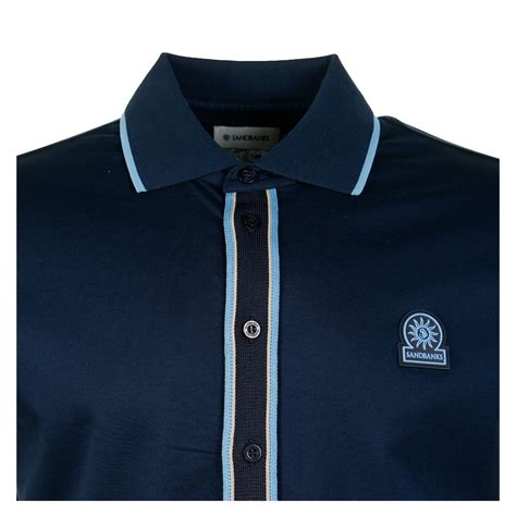 Sandbanks Short Sleeve Contrast Placket Polo Navy Ragazzi Clothing
