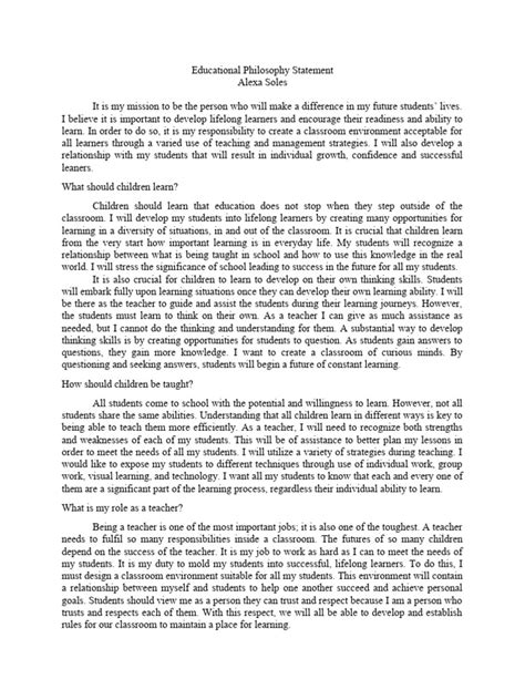 Philosophy Statement Download Free Pdf Learning Teachers
