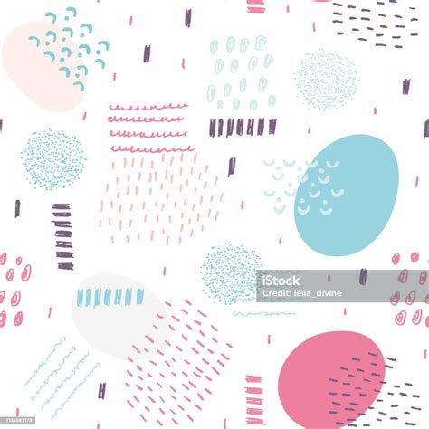 손으로 그린 추상적인 모양 벡터 원활한 패턴입니다 발견 및 질감 그림 독특한 디자인 창조적 인 배경 기미와 얼룩 자유형 스타일