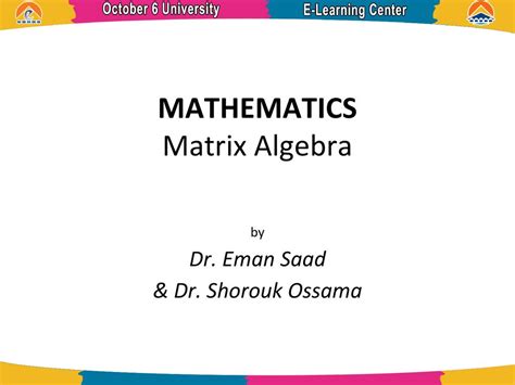 Mathematics Matrix Algebra Ppt Download