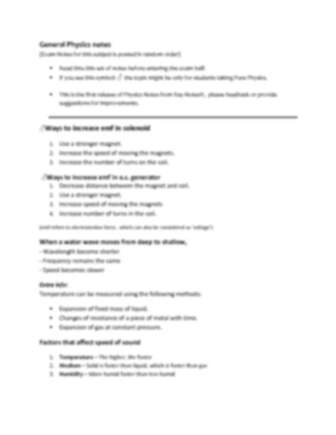 SOLUTION O Level Physics Notes Studypool
