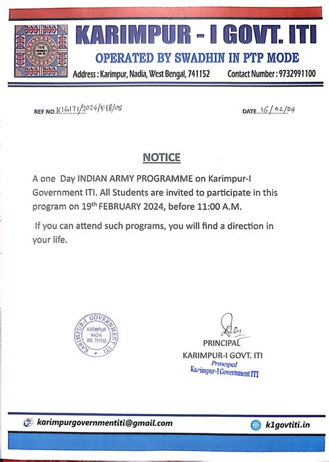 One Day Indian Army Programm Karimpur I Government Iti