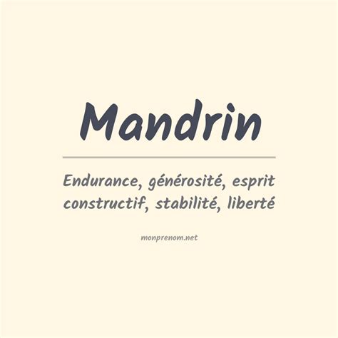 Signification Du Prénom Mandrin