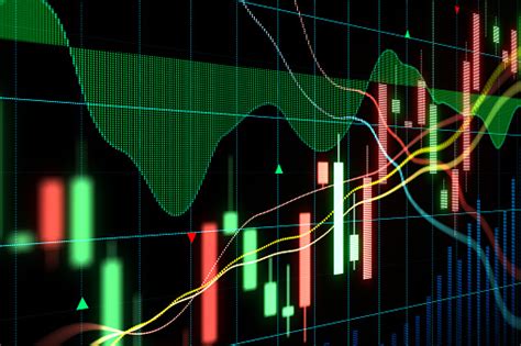 어두운 기술 배경에 그래프 촛대 및 다이어그램이 있는 디지털 재무 차트 화면의 관점 3d 렌더링 0명에 대한 스톡 사진 및 기타 이미지 Istock