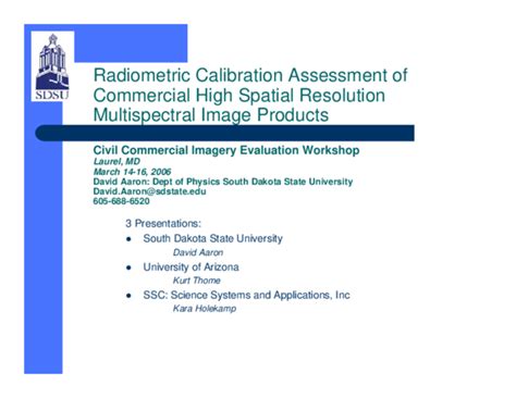 Pdf Radiometric Calibration Assessment Of Commercial High Spatial Resolution Multispectral