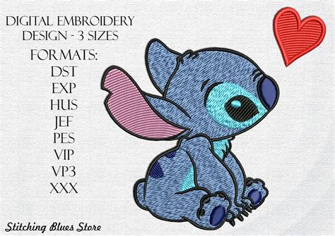 Stitch With Heart Machine Embroidery Design Lilo And Stitch Cartoon