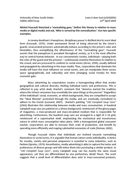 Foucaults Normalizing Gaze In Relation To Mass Media Download Free
