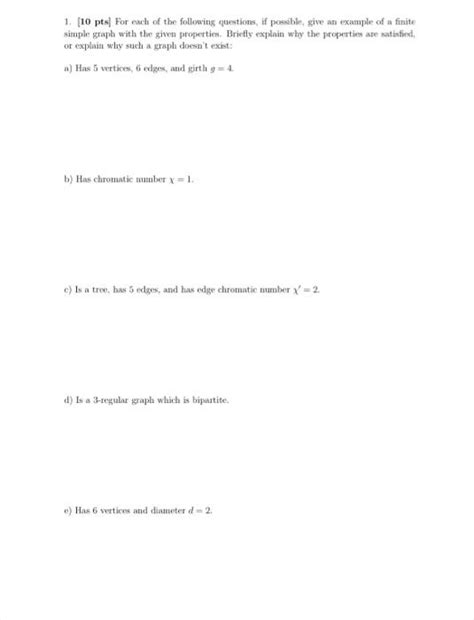 Solved Pts For Each Of The Following Questions If Chegg Com