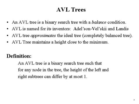 AVL Trees 1 AVL Trees An AVL Tree