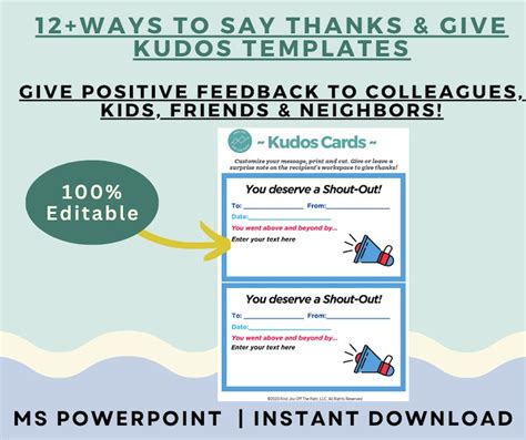 Kudos And Thank You Cards Customizable Templates Powerpoint Digital