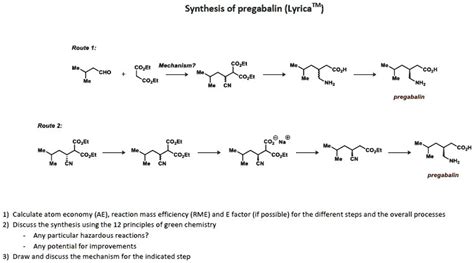 Synthesis Of Pregabalin Lyrica Tm Route Coet Mechanism Cozei Cho Coh Cozh Coet Cozet Nhz Nhz
