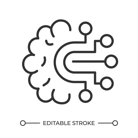 Cognitive Computing Linear Icon Human Brain And Electronic Circuitry
