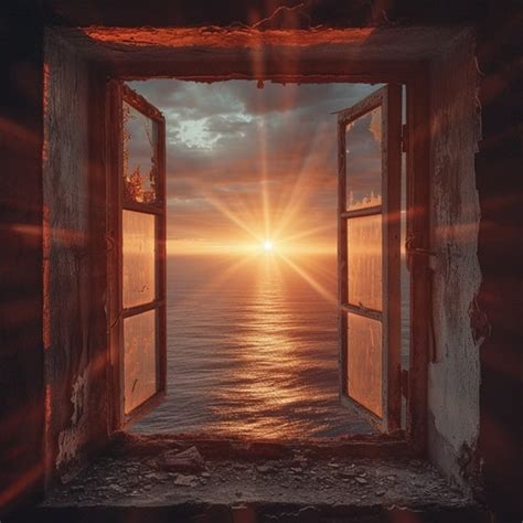 Free Sunset Window View Image Sunset Window Sea Download At Stockcake
