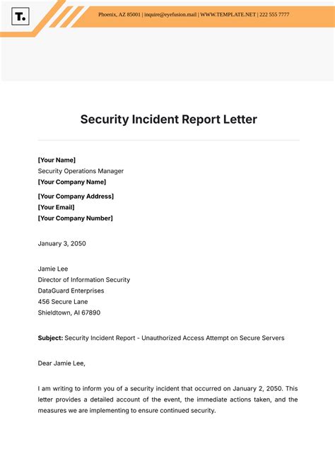 Free Security Letter Templates Editable And Printable