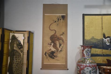 Japanese Tiger Scroll Height2200mm Buy Online Japanese Antiques