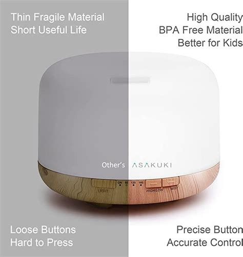 Asakuki 500ml Essential Oil Diffuser Premium 5 In 1 Ultrasonic