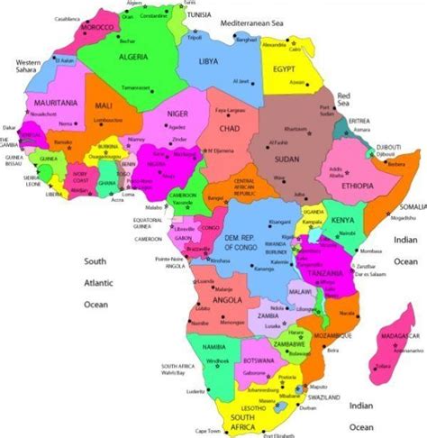 Map Of Africa With Countries And Capitals Labeled Africa Continent
