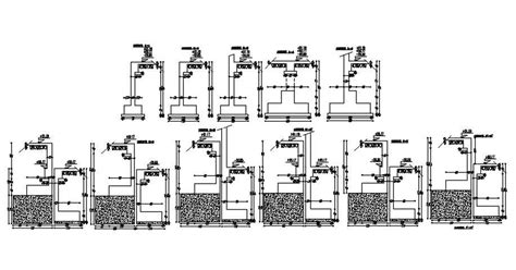 different structure sections design with formwork details in autocad 2d