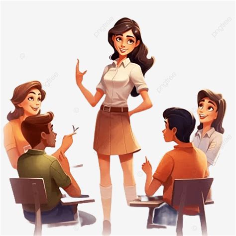 Uma Personagem De Desenho Animado Liderando Uma Discussão Em Grupo Com Confiança E Assertividade