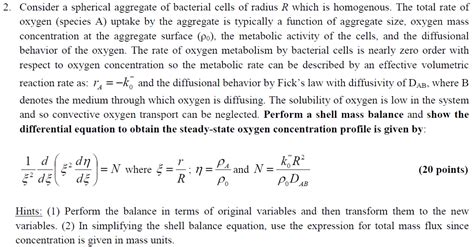 Solved 2 Consider A Spherical Aggregate Of Bacterial Cells