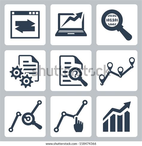 Vector Data Analysis Icons Set Stock Vector Royalty Free 158474366 Shutterstock