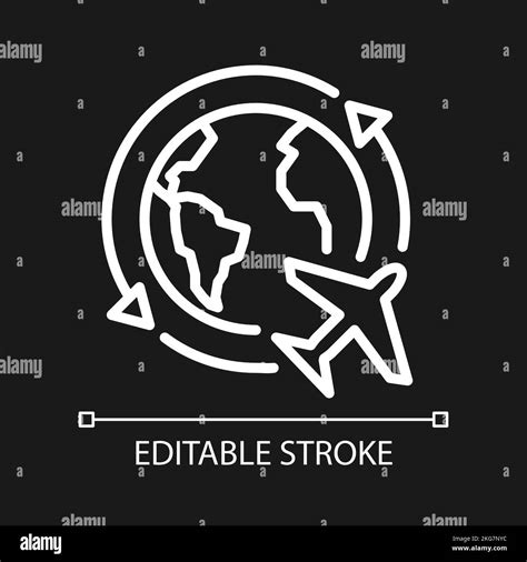 Travel Around World Pixel Perfect White Linear Icon For Dark Theme Stock Vector Image And Art Alamy
