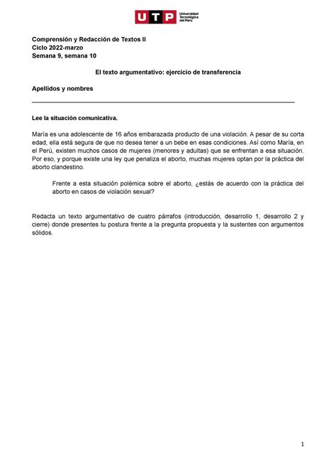 S09 Redacta Un Texto Argumentativo De Cuatro Párrafos Introducción Desarrollo Comprensión