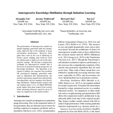 Autoregressive Knowledge Distillation Through Imitation Learning Acl