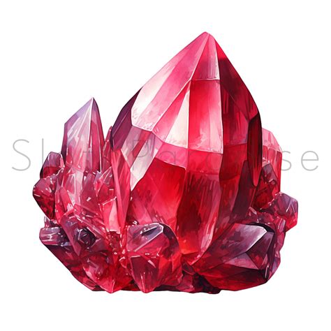 16 PNG Ruby Crystal Transparent Watercolor Clipart Digital Download Commercial Use Red Gemstone