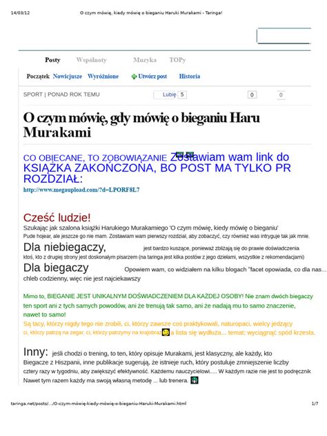 O Czym Mówię Gdy Mówię O Bieganiu Haruki Murakami Taringa Pdf