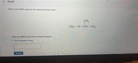 Solved Naming Ethers Copy Part A What Is The Common Name Chegg Com