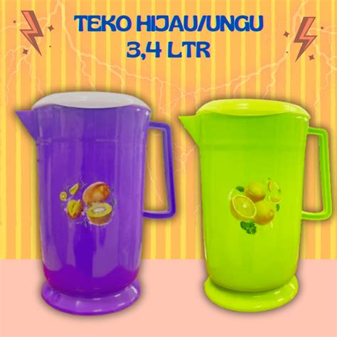 Jual Teko Air Eskan Plastik Teko Air Jumbo Hijau Ungu 3 5 Liter Shopee Indonesia
