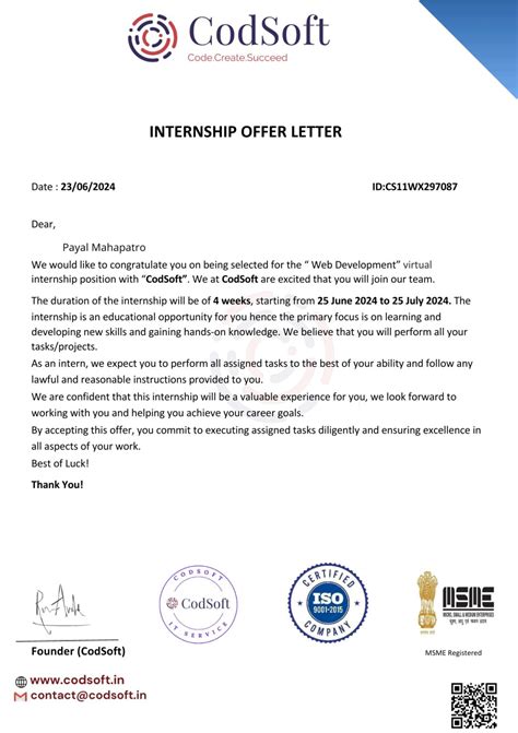 Payal Mahapatro On Linkedin Internship Webdevelopment Codsoft
