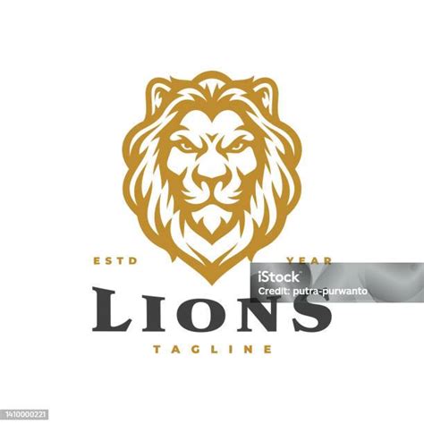 라이온 엠블럼 로고 디자인 라이온 헤드 마스코트 벡터 일러스트 레이 션 갈기에 대한 스톡 벡터 아트 및 기타 이미지 갈기 고양잇과 금색 Istock