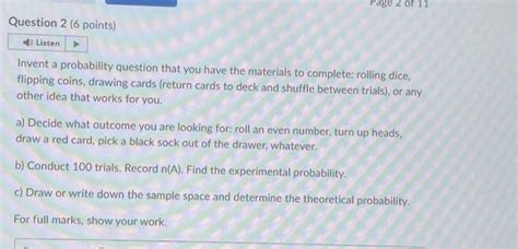 Solved Invent A Probability Question That You Have The Chegg Com
