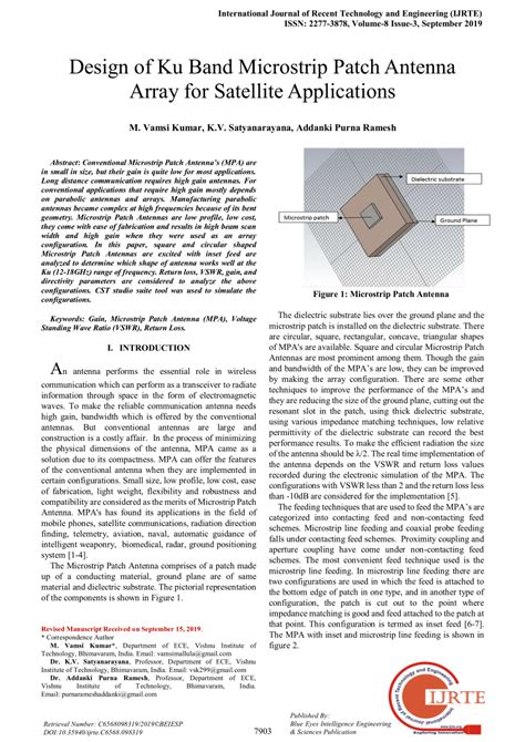Pdf Design Of Ku Band Microstrip Patch Antenna Array For Satellite