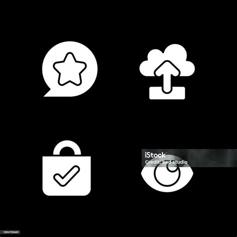 모바일 Ui 는 어두운 모드로 설정된 흰색 글리프 아이콘에 서명합니다 개념에 대한 스톡 벡터 아트 및 기타 이미지 개념 개체 그룹 검은색 Istock