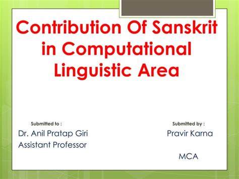 Sanskrit And Computational Linguistic Ppt