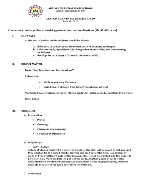 Combinations And Permutations Pdf Mathematics Learning