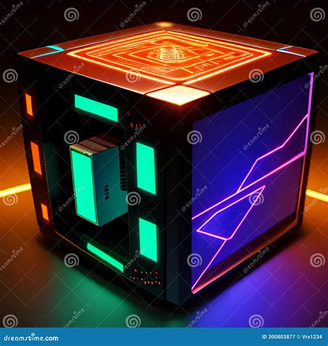 small glowing cube with circuit board pattern ai generated image