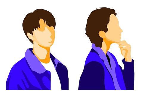 실루엣 남자 평면 그림 프리미엄 벡터