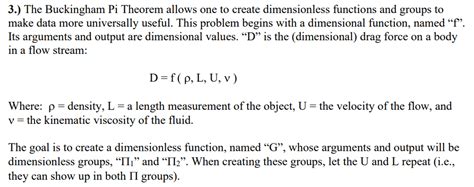 Solved 3 The Buckingham Pi Theorem Allows One To Create
