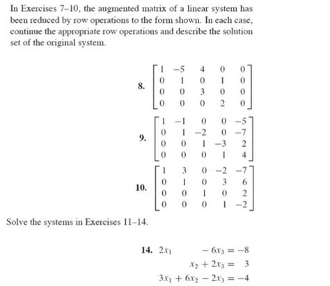 Solved In Exercises 7 10 The Augmented Matrix Of A Linear