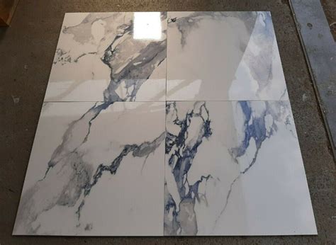 Tiles Joblot Blue White Marble Effect Rectified Polished Porcelain
