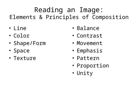 PPTX Reading An Image Elements Principles Of Composition Line Color Shape Form Space