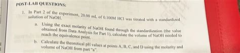 Solved I Need Help Figuring Out The Theoretical PH Values At Chegg Com